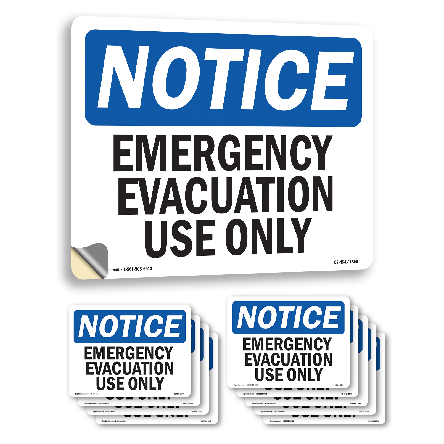 Emergency Evacuation Use Only OSHA Notice Vinyl Decal Label 7 Inch x 5 ...