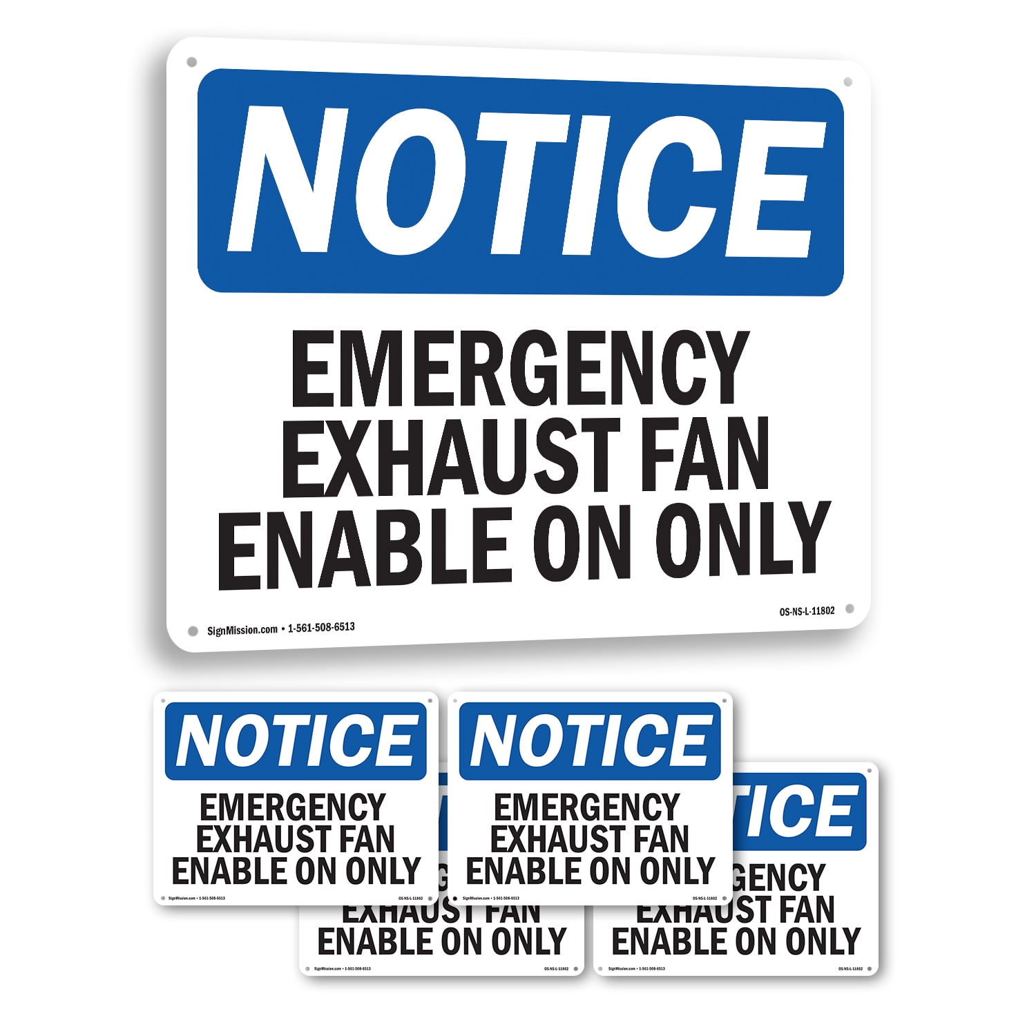 Emergency Exhaust Fan Enable On Only OSHA Notice Rigid Plastic Sign 10 ...