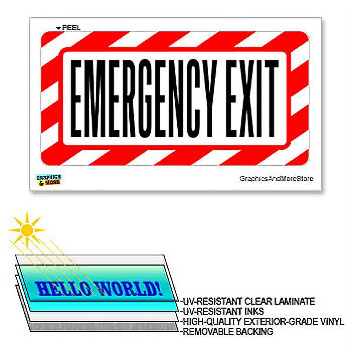 Emergency Exit - 12 in x 6 in - Laminated Sign Business Store Sticker ...