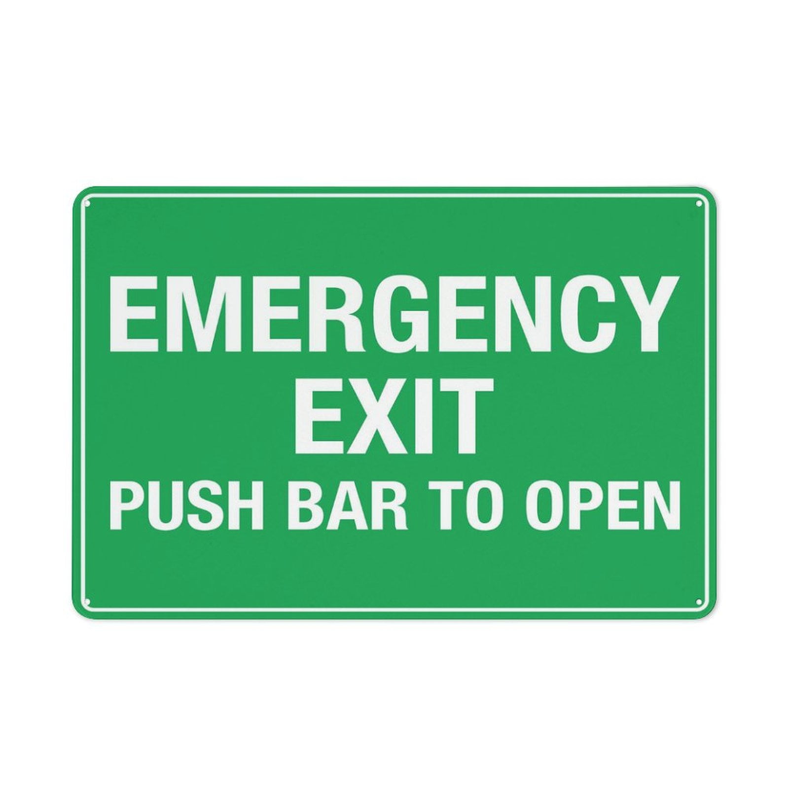 Emergency Exit Alarm Push Bar To Open Sign Outdoor Signs Aluminum 12X8 ...