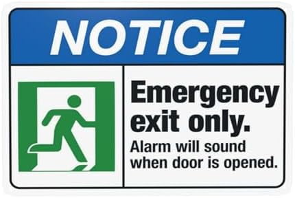Emergency Exit Only Alarm Will Sound When Door Is Opened Warning Sign ...