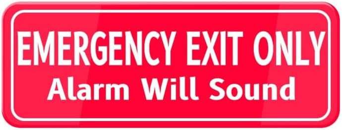Emergency Exit Only Alarm Will Sound Wall Or Door Sign- Red & White ...