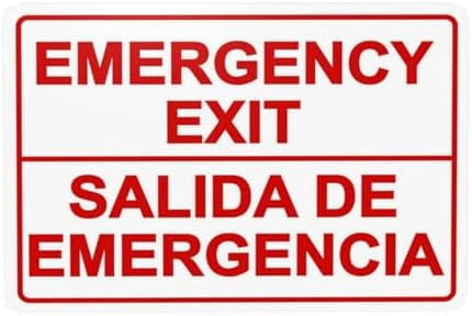 Emergency Exit Bilingual Warning Sign, Exit Security Metal Signs for ...