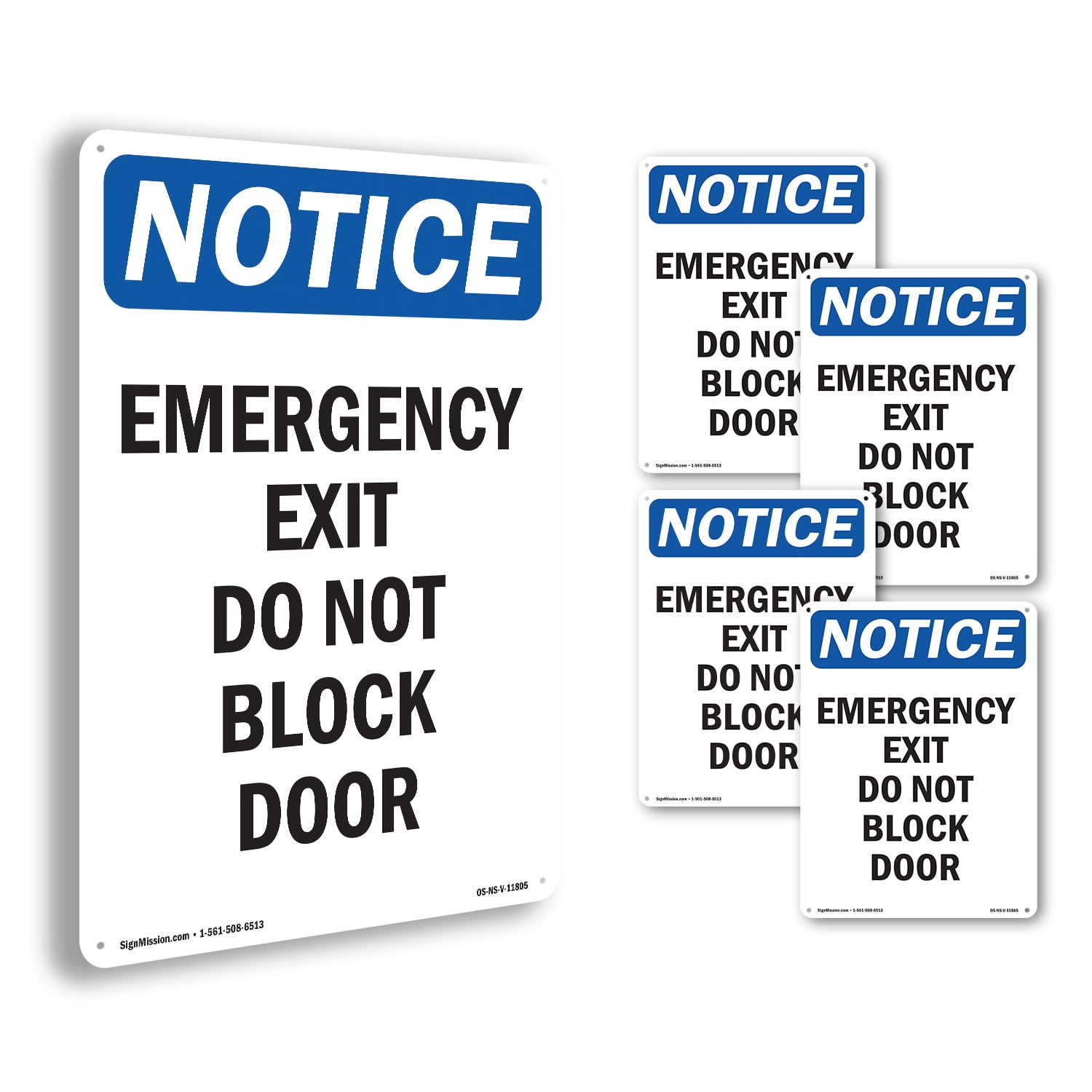 Emergency Exit Do Not Block Door OSHA Notice Aluminum Sign 18 Inch x 12 ...