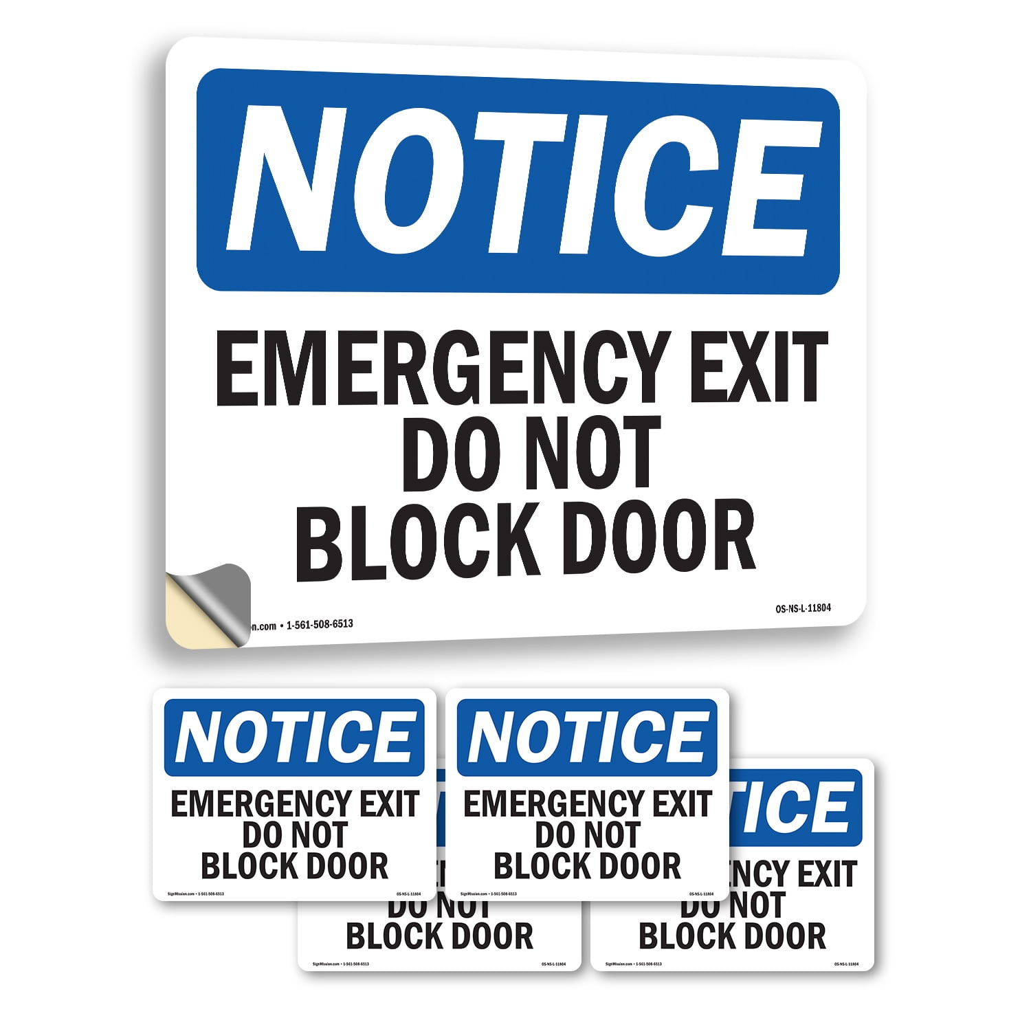 Emergency Exit Do Not Block Door OSHA Notice Vinyl Decal Label 14 Inch ...
