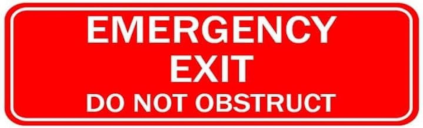 Emergency Exit Do Not Obstruct Sign For House Door, Plastic Self ...
