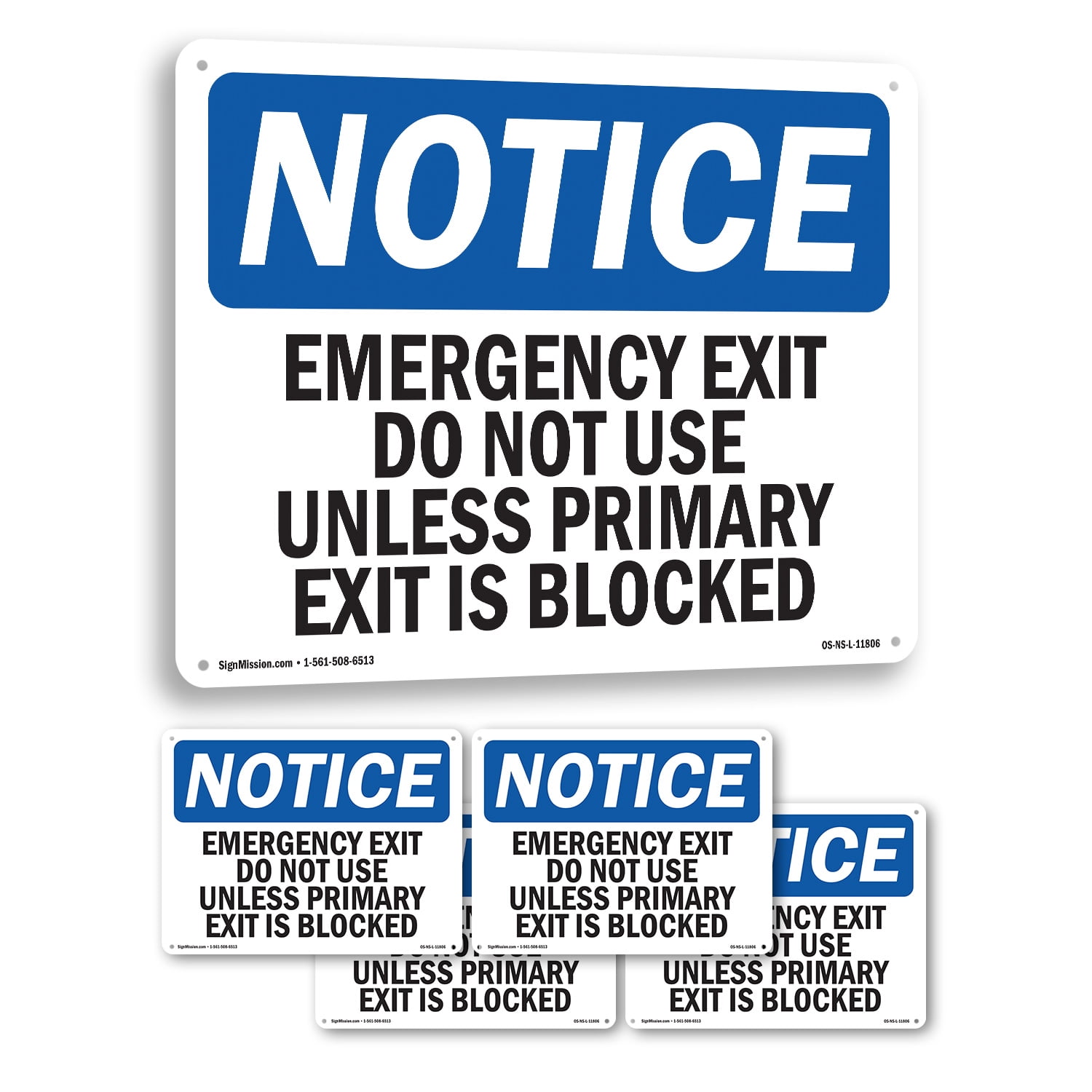 Emergency Exit Do Not Use Unless Primary OSHA Notice Rigid Plastic Sign ...
