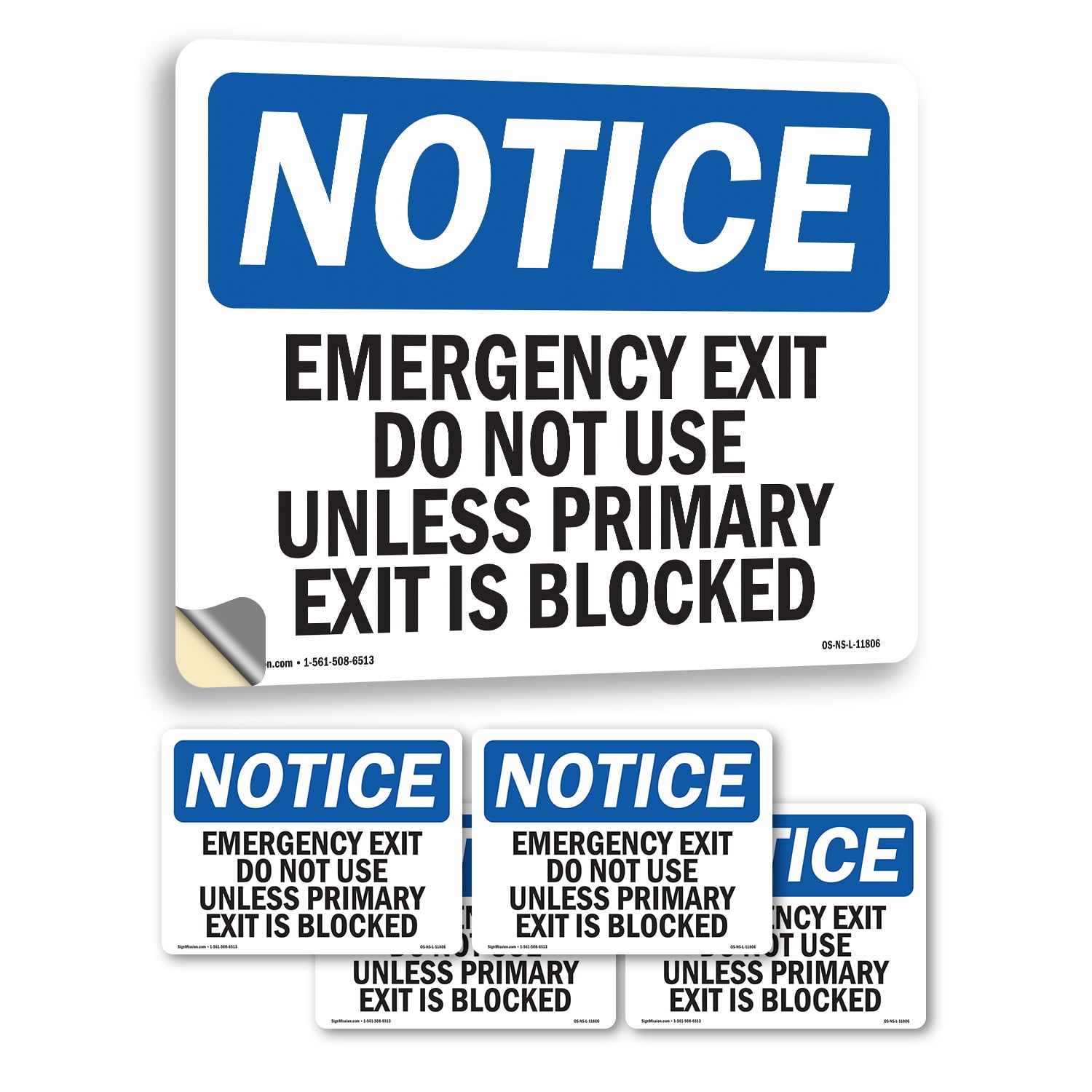 Emergency Exit Do Not Use Unless Primary OSHA Notice Vinyl Decal Label ...
