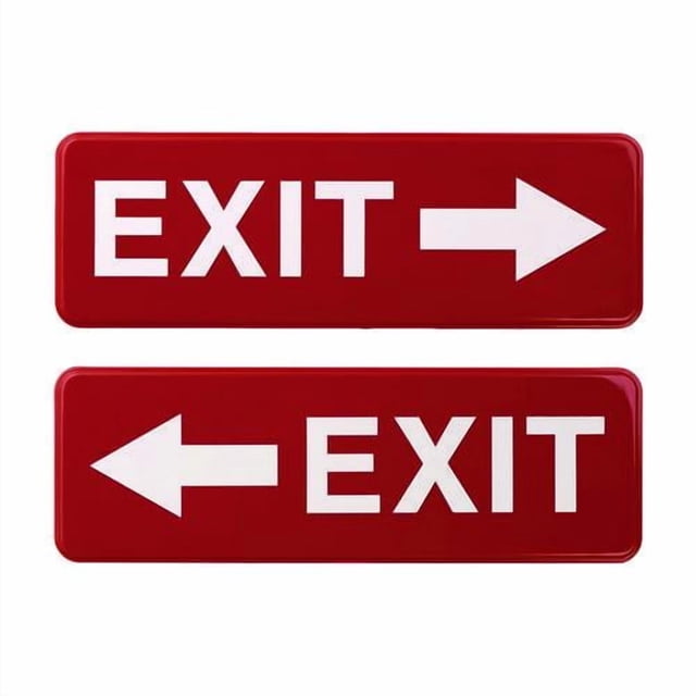 Emergency Exit Indoor/Outdoor Wall Sign, 9 x 3, Red Face, White ...