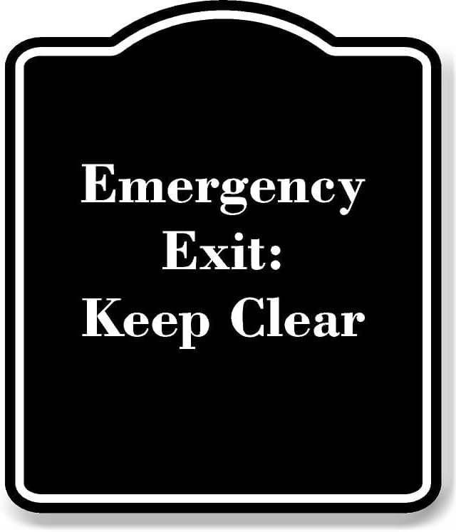 Emergency Exit Keep Clear BLACK BLACK Aluminum Composite Sign Aluminum ...