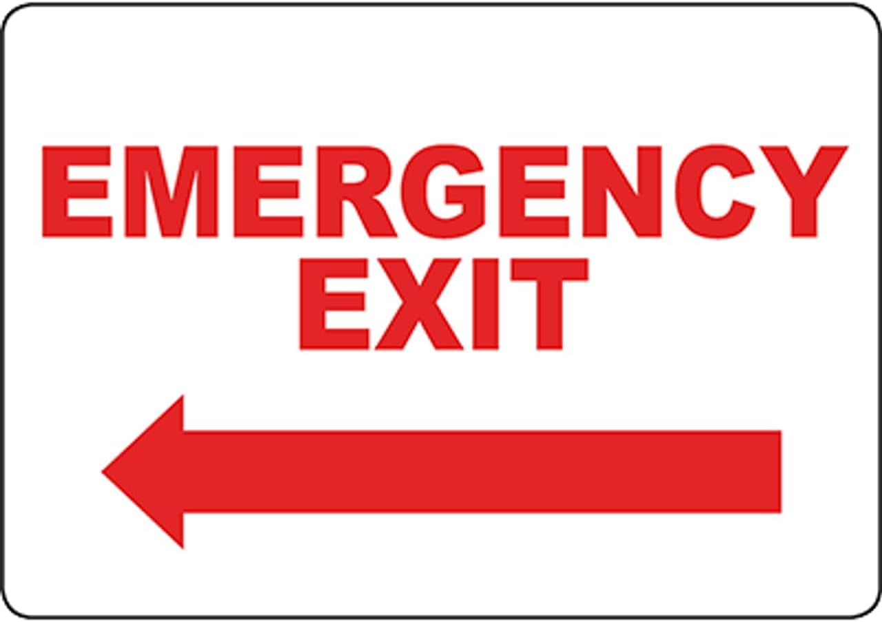 Emergency Exit Left arrow Sign Safety Signs Directional Safety Signs ...