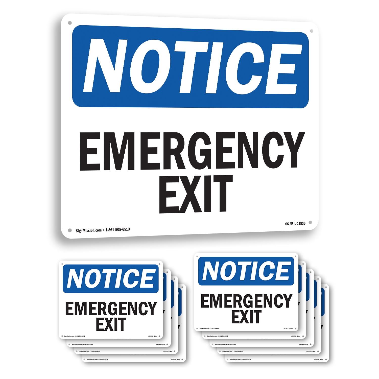 Emergency Exit OSHA Notice Aluminum Sign 10 Inch x 7 Inch - 10 Pack ...