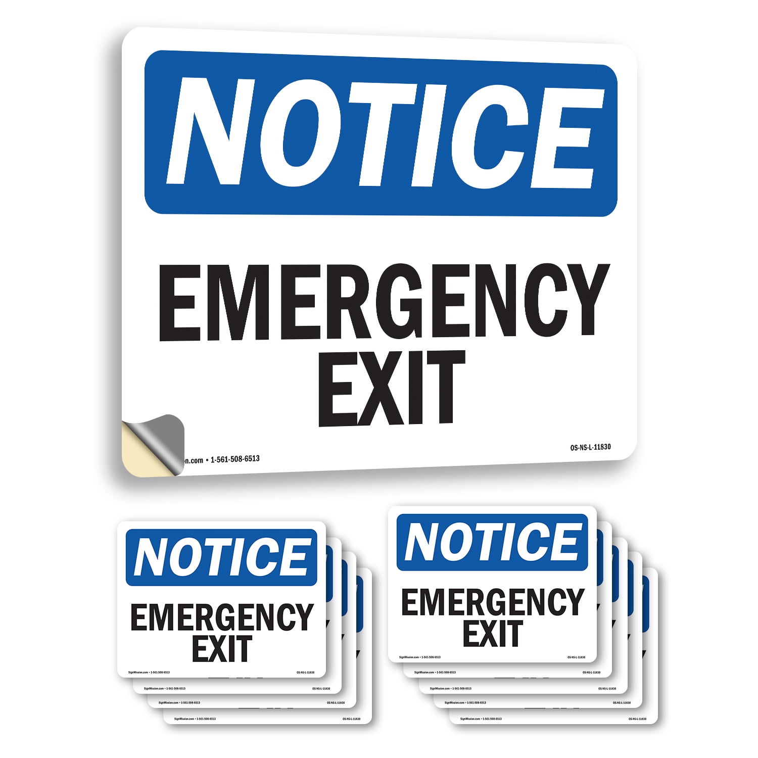 Emergency Exit OSHA Notice Vinyl Decal Label 18 Inch x 12 Inch - 10 ...