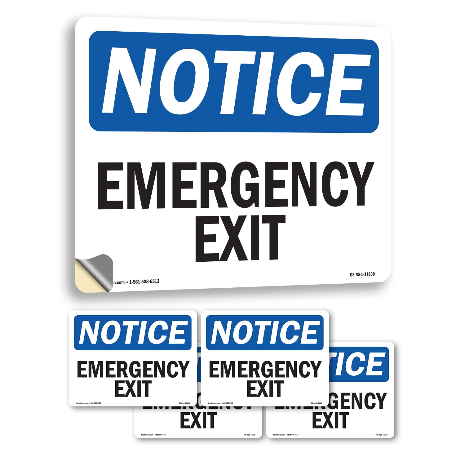 Emergency Exit OSHA Notice Vinyl Decal Label 18 Inch x 12 Inch - 5 Pack ...