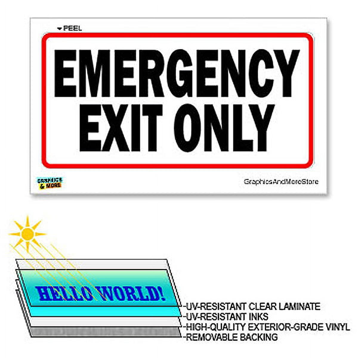 Emergency Exit Only - 12 in x 6 in - Laminated Sign Window Business ...