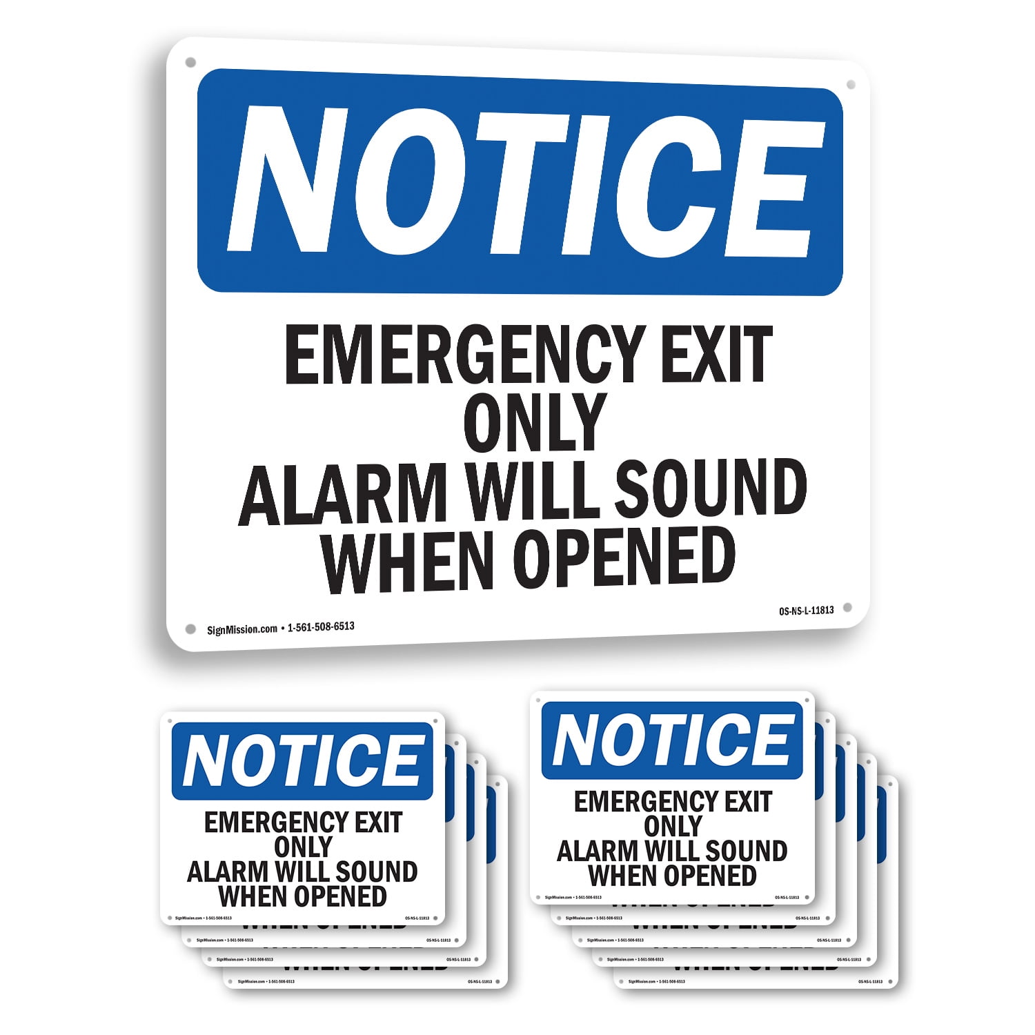 Emergency Exit Only Alarm Will Sound When Opened OSHA Notice Rigid ...