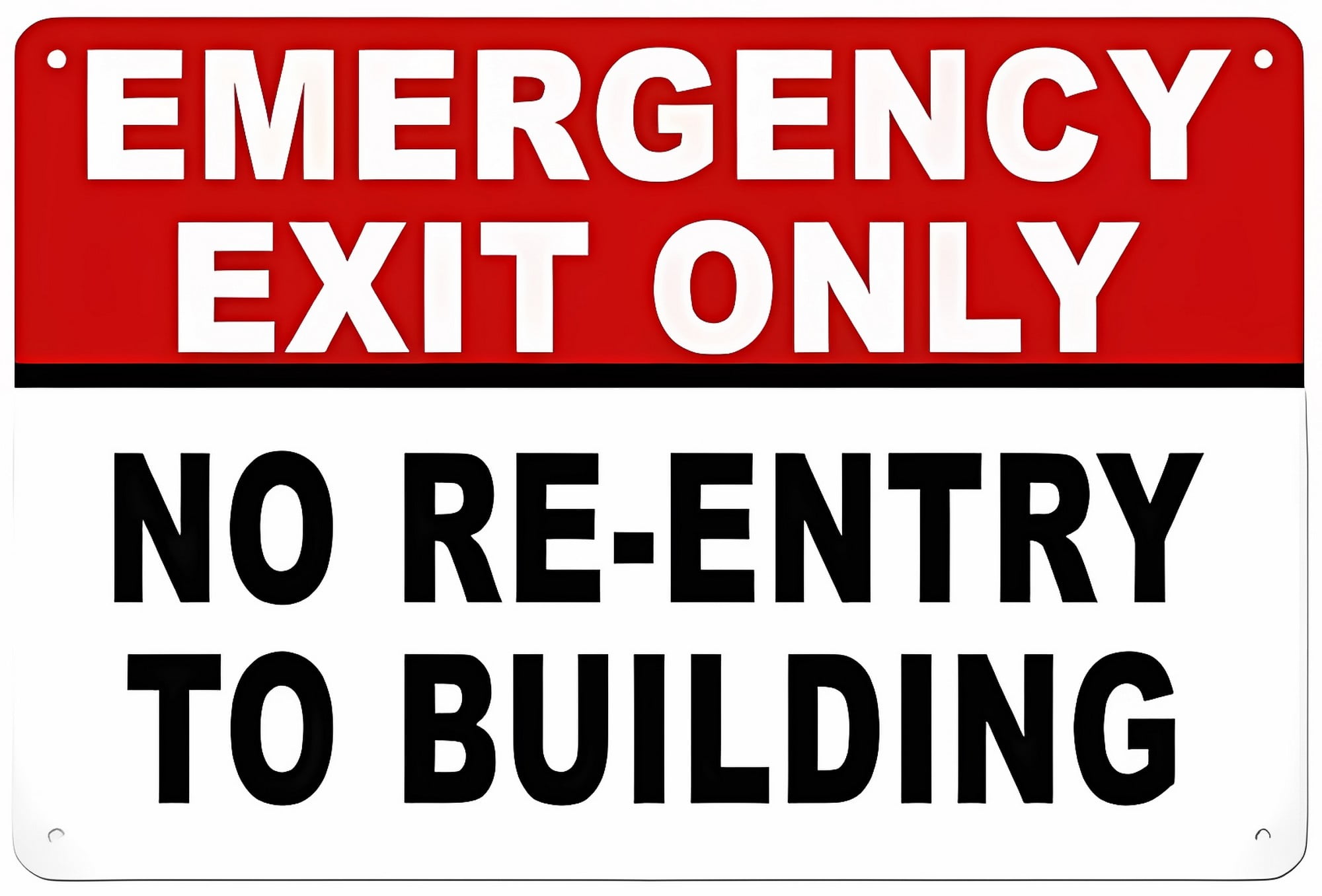 Emergency Exit Only No Re-Entry Sign - 8"x12" Aluminum Tin Warning Sign ...