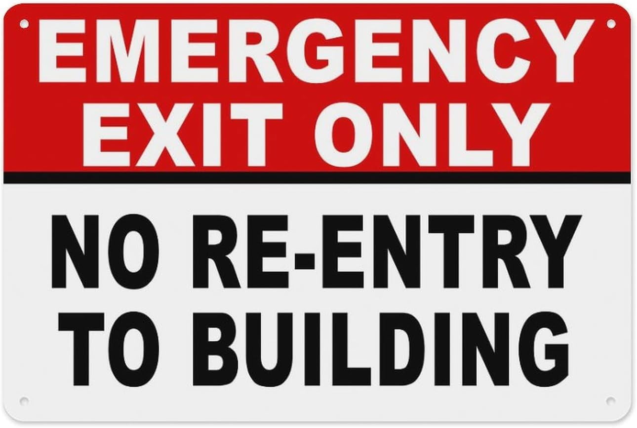 Emergency Exit Only No Re Sign 8"x12" - Aluminum Tin Warning for Home ...