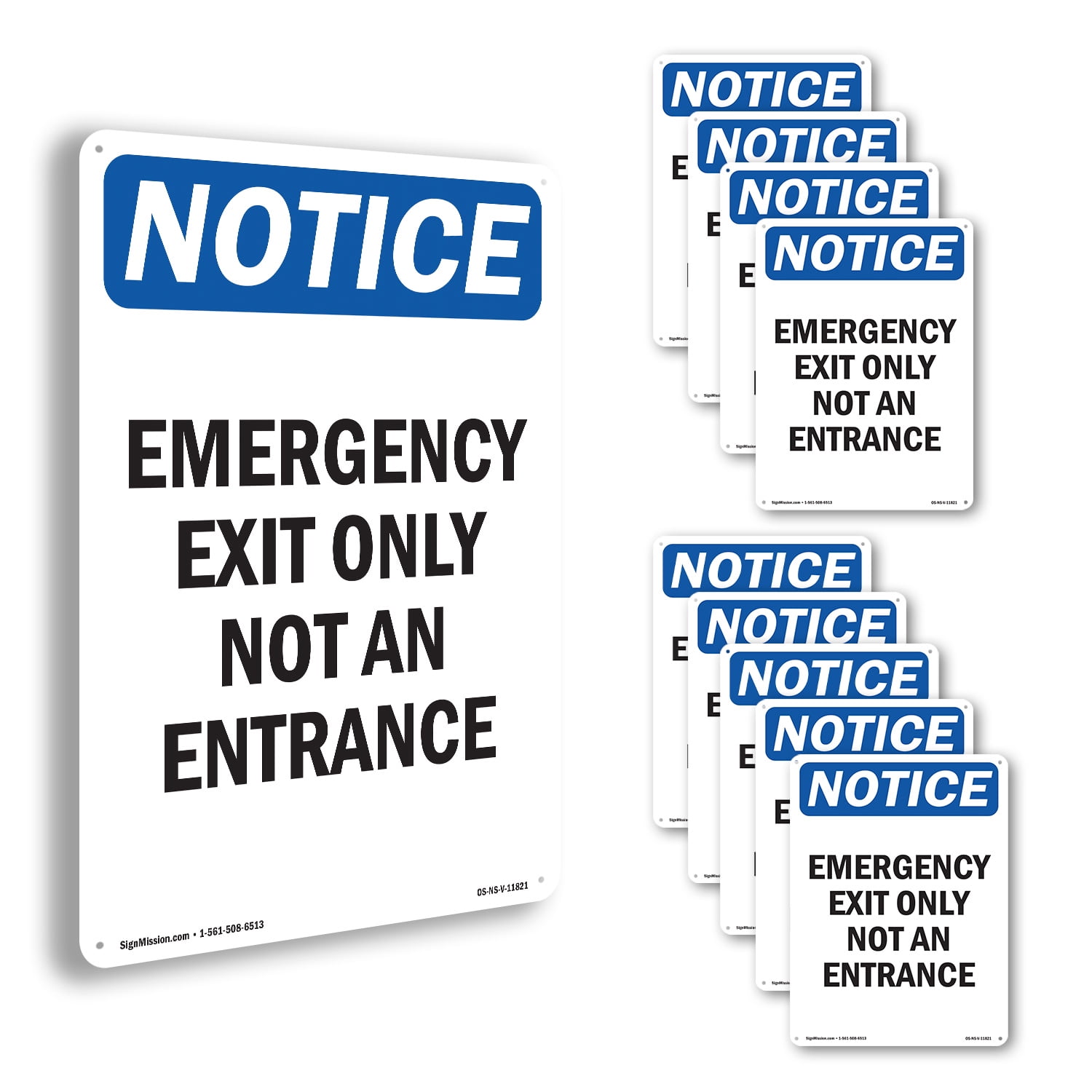 Emergency Exit Only Not An Entrance OSHA Notice Aluminum Sign 24 Inch x ...