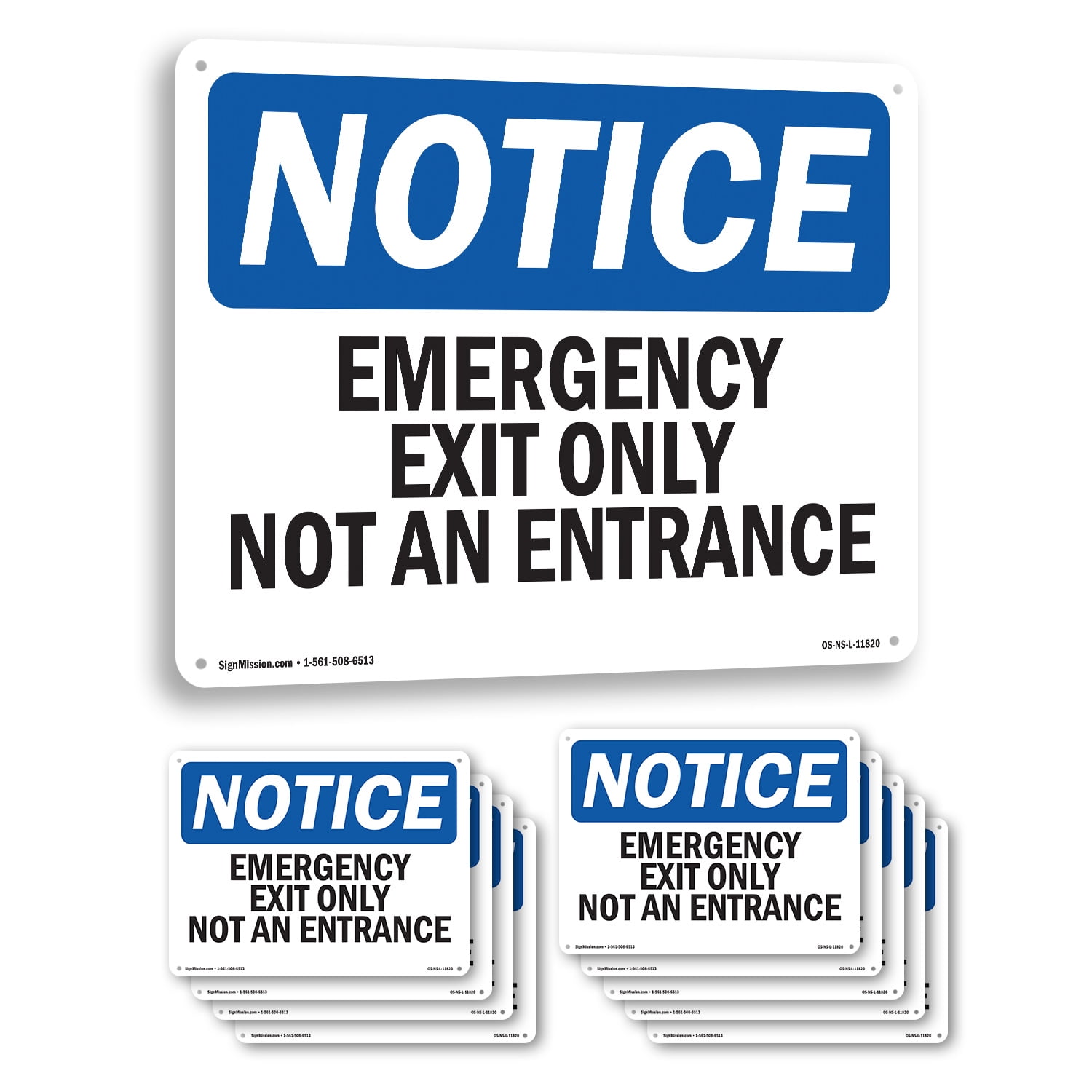 Emergency Exit Only Not An Entrance OSHA Notice Rigid Plastic Sign 10 ...