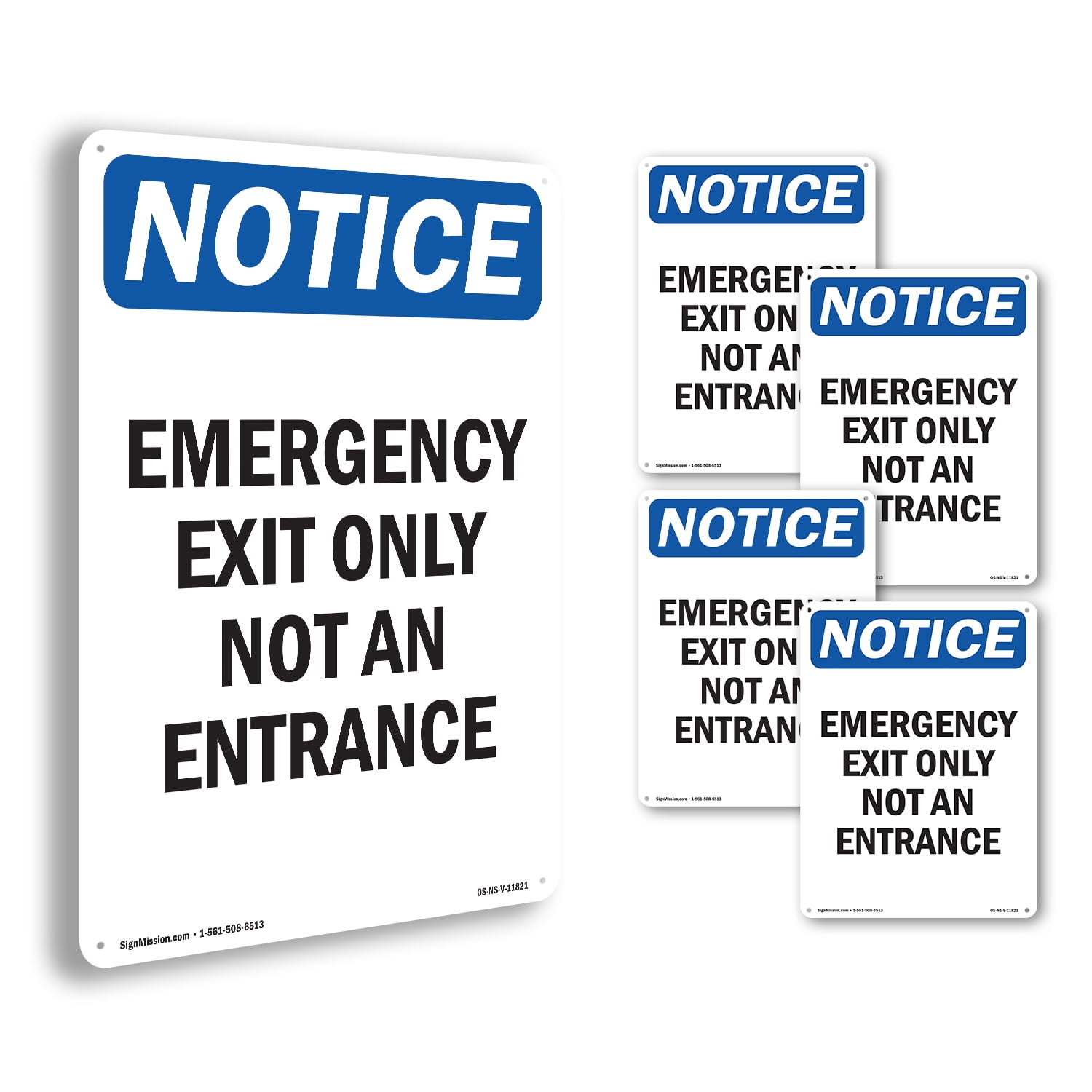 Emergency Exit Only Not An Entrance OSHA Notice Rigid Plastic Sign 18 ...