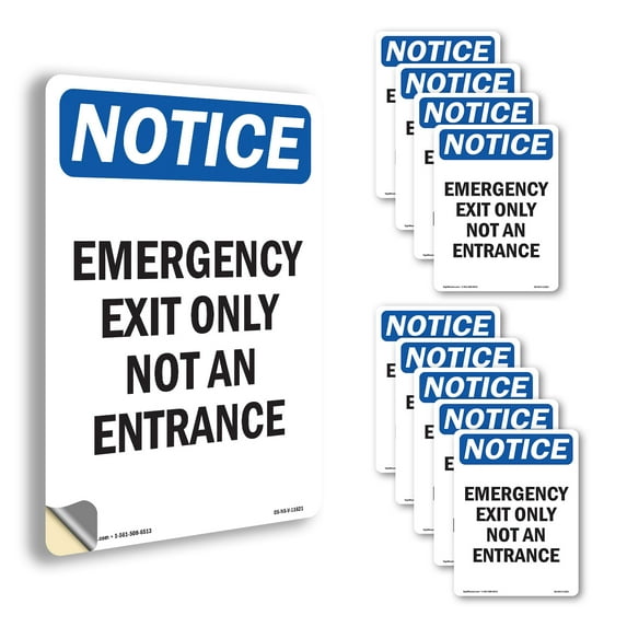 Emergency Exit Only Not An Entrance OSHA Notice Vinyl Decal Label 14 ...