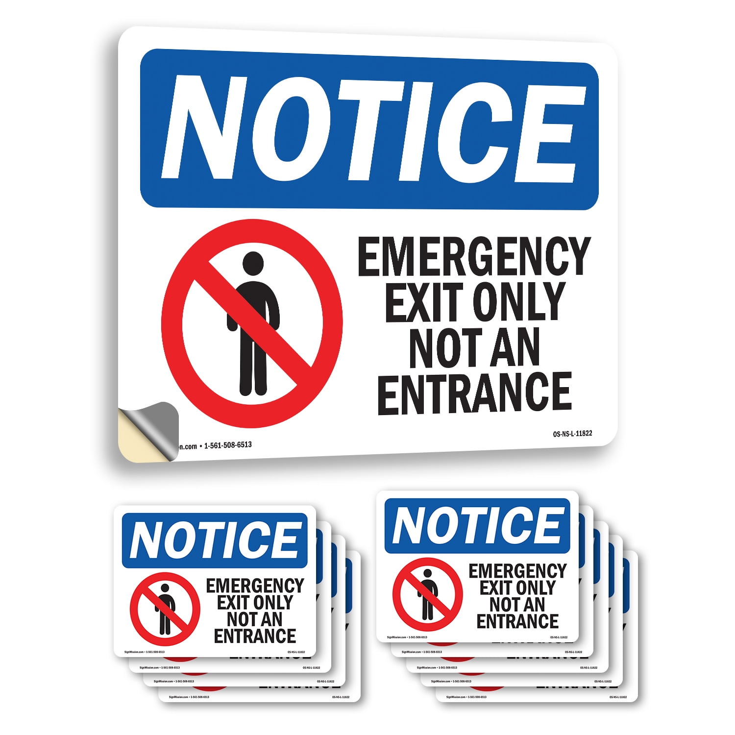 Emergency Exit Only Not An Entrance With Symbol OSHA Notice Vinyl Decal ...