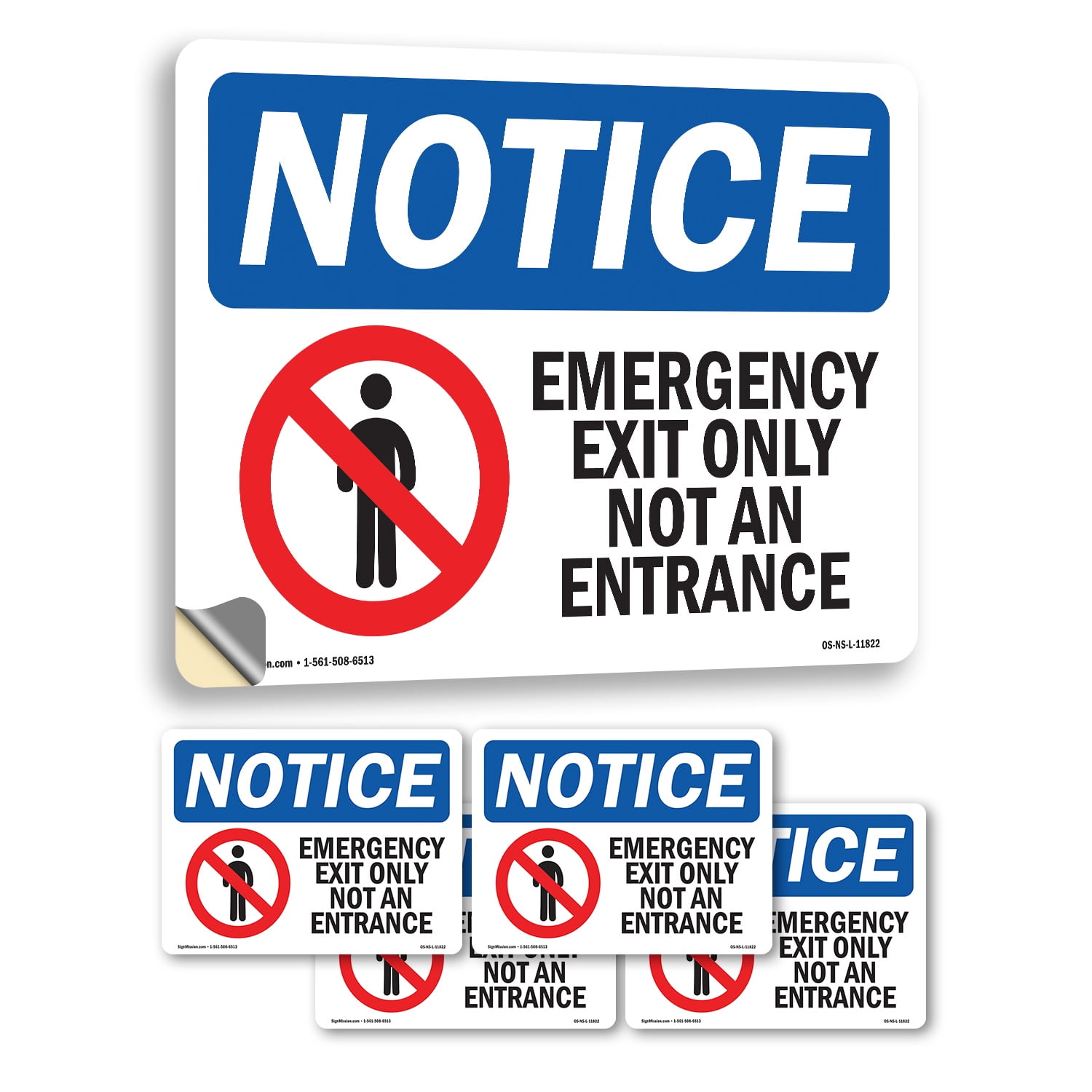Emergency Exit Only Not An Entrance With Symbol OSHA Notice Vinyl Decal ...