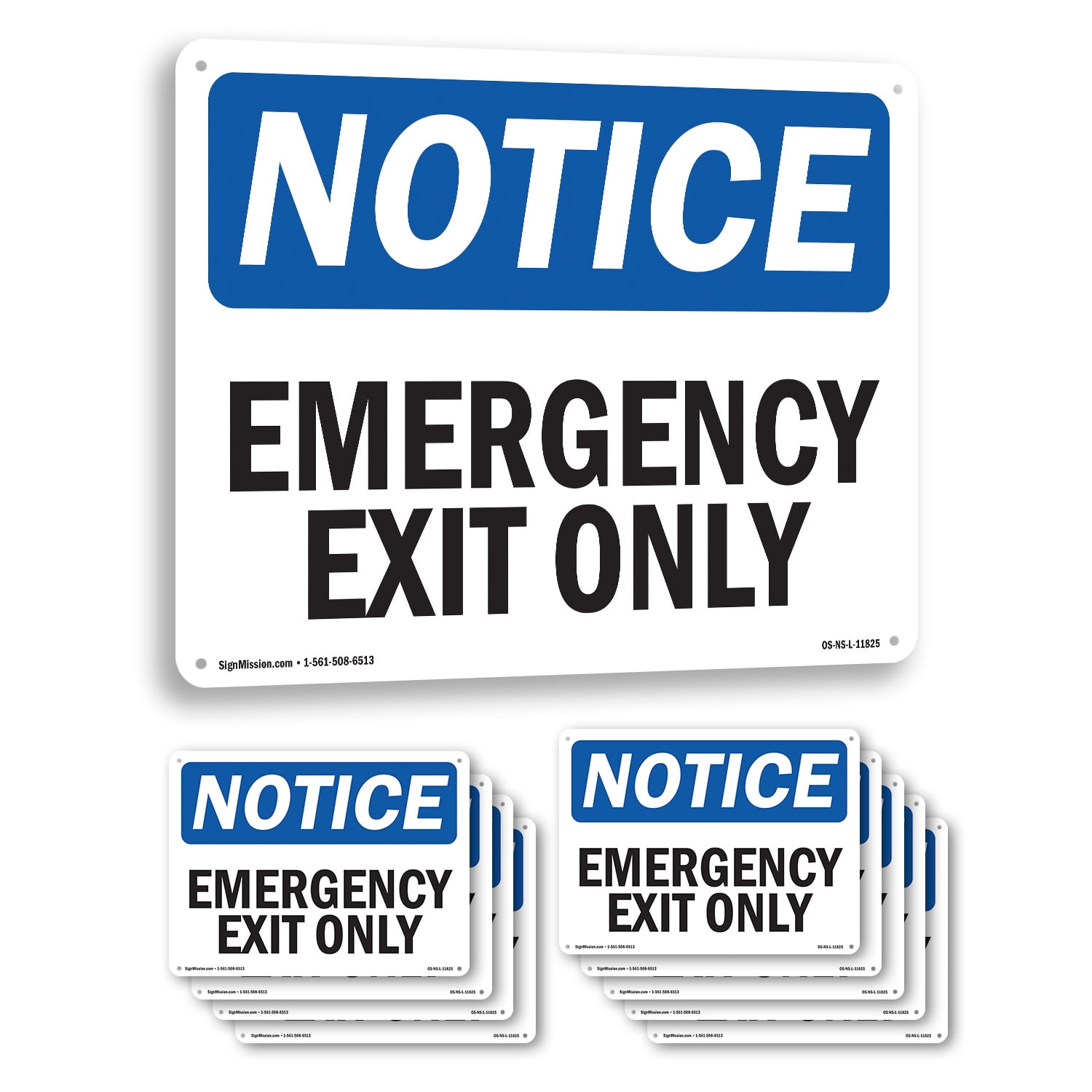 Emergency Exit Only OSHA Notice Aluminum Sign 10 Inch x 7 Inch - 10 ...