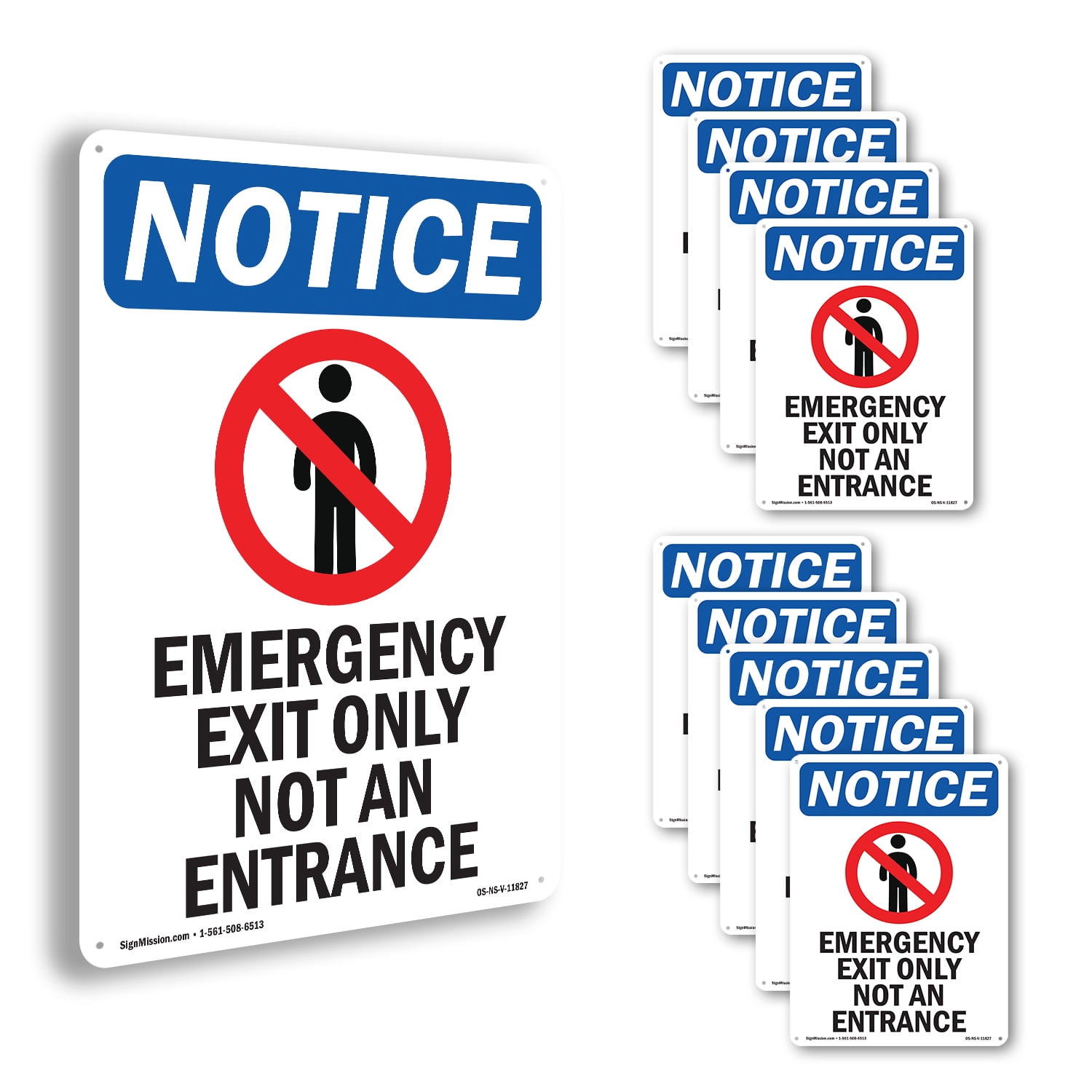 Emergency Exit Only OSHA Notice Aluminum Sign 24 Inch x 18 Inch - 10 ...
