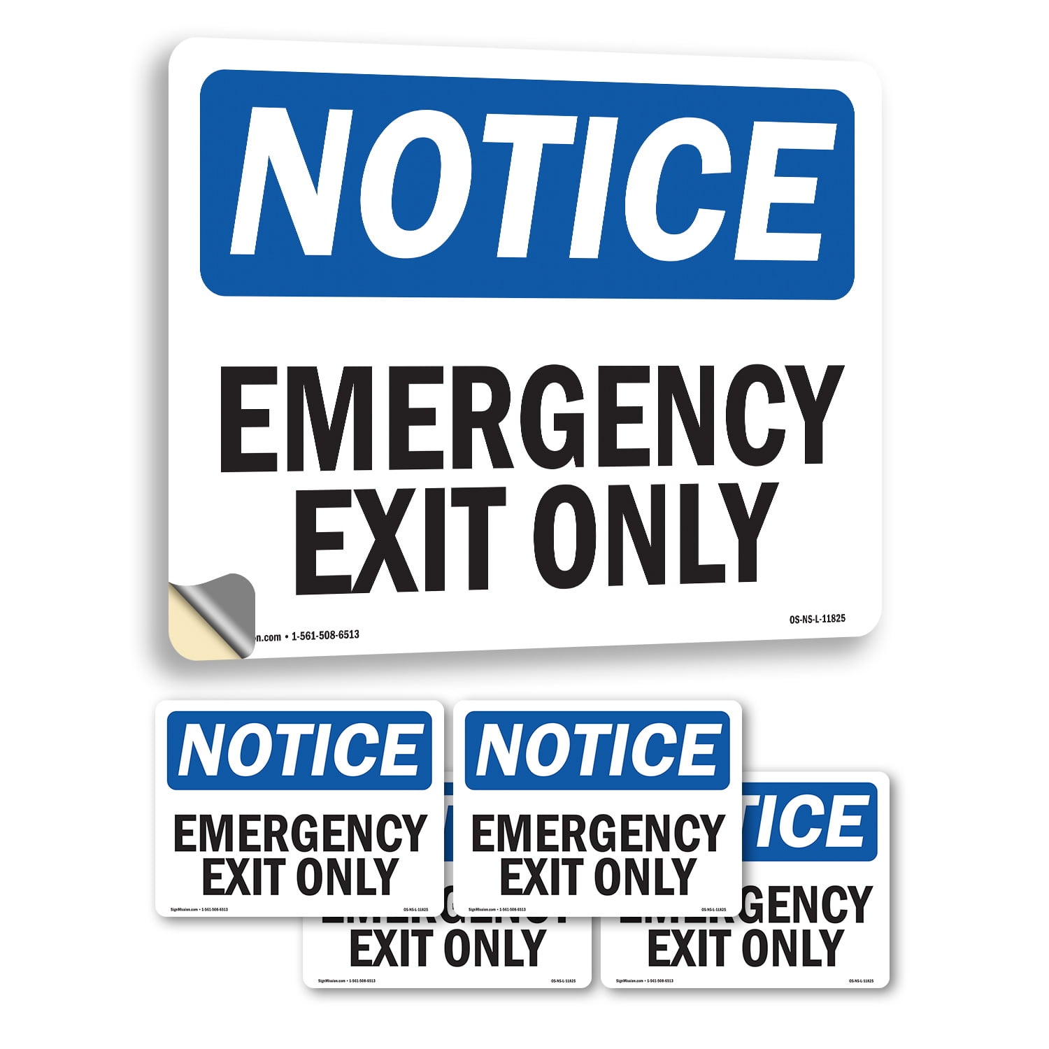 Emergency Exit Only OSHA Notice Vinyl Decal Label 7 Inch x 5 Inch - 5 ...
