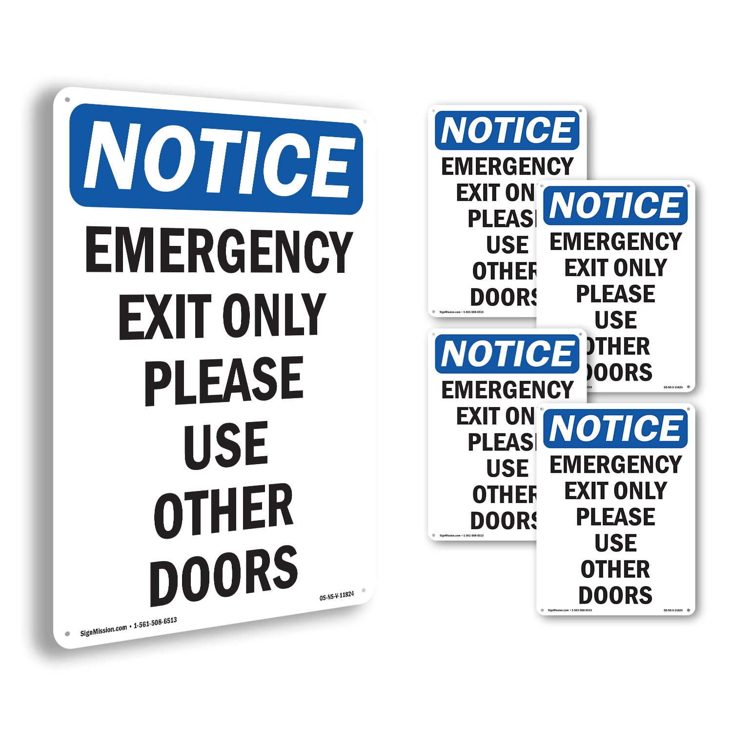 Emergency Exit Only Please Use OSHA Notice Rigid Plastic Sign 10 Inch x ...