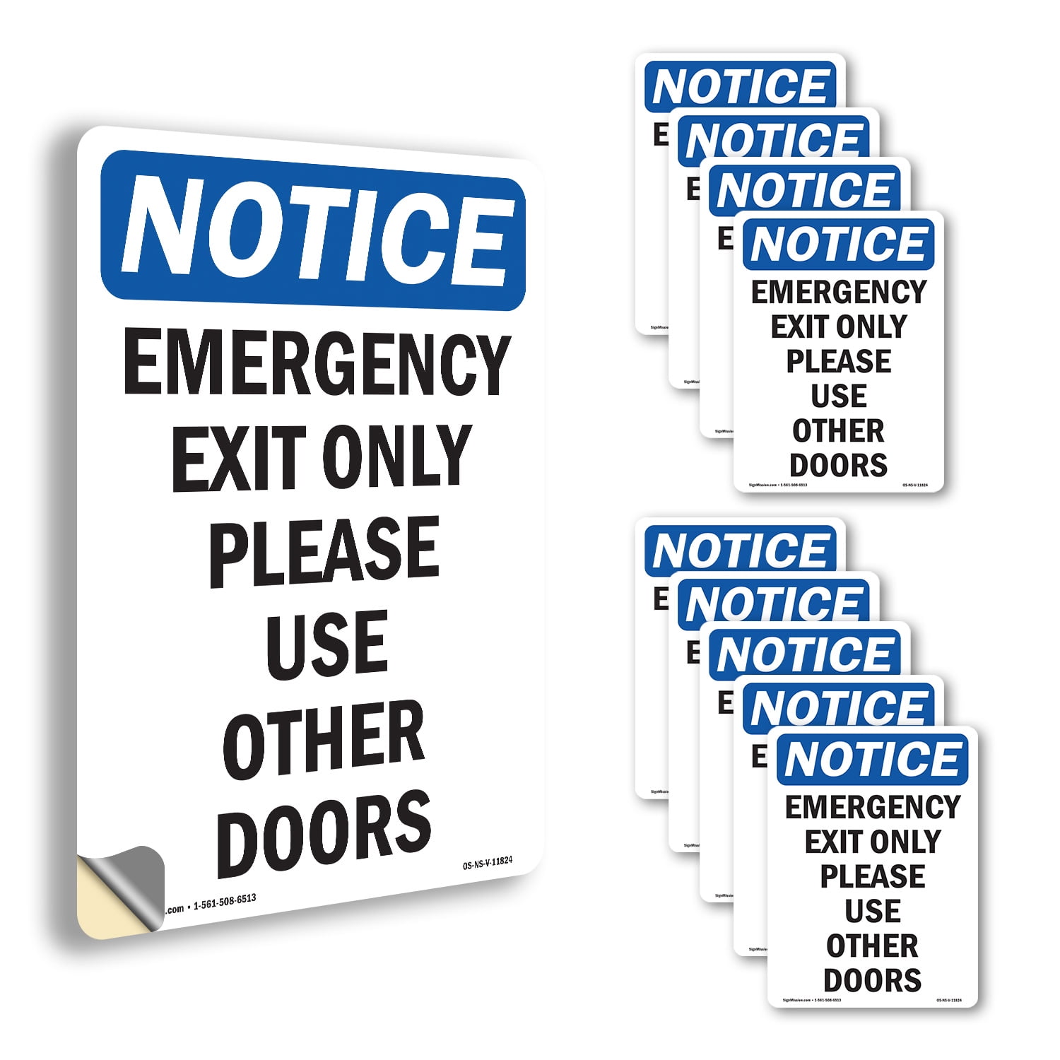 Emergency Exit Only Please Use OSHA Notice Vinyl Decal Label 18 Inch x ...
