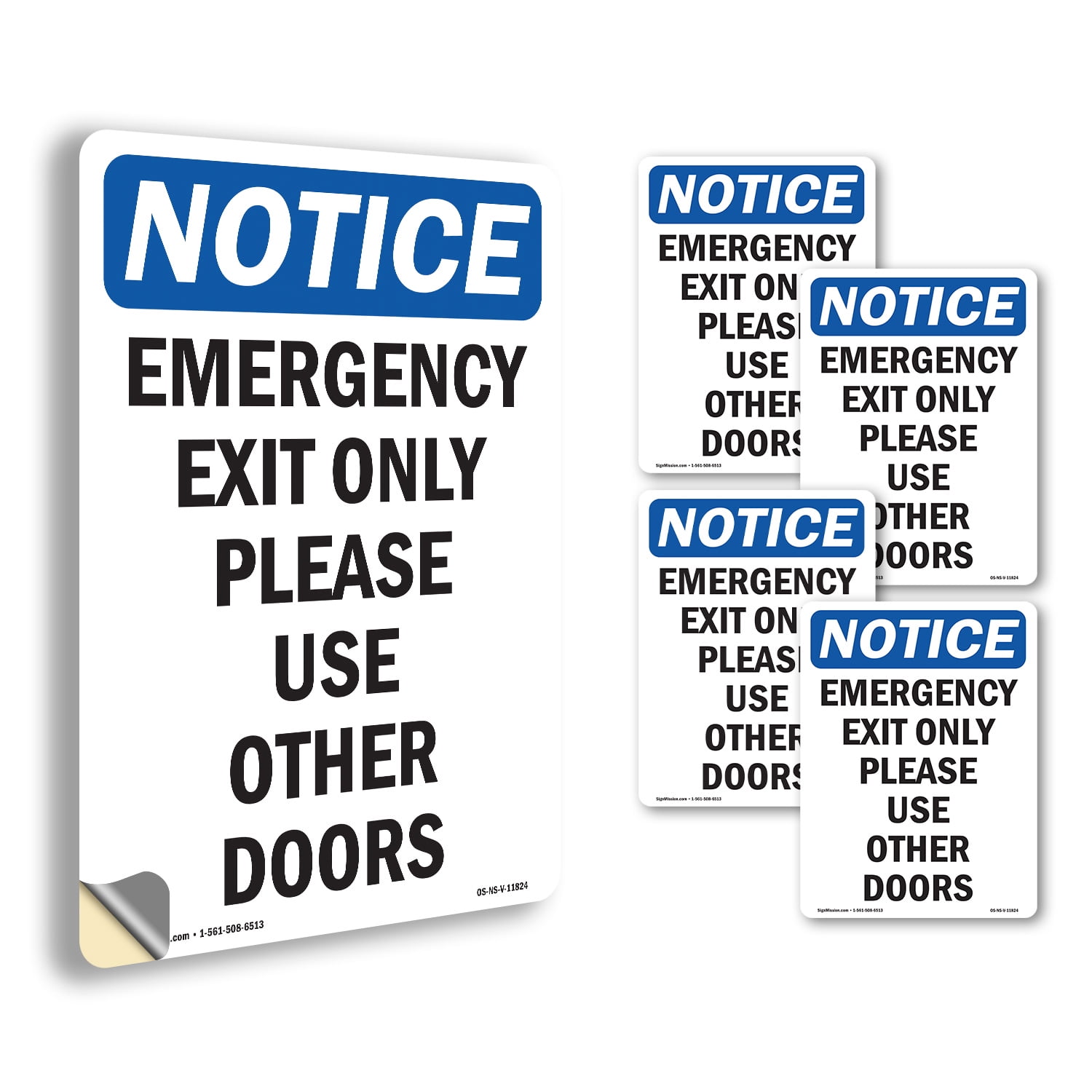 Emergency Exit Only Please Use OSHA Notice Vinyl Decal Label 24 Inch x ...