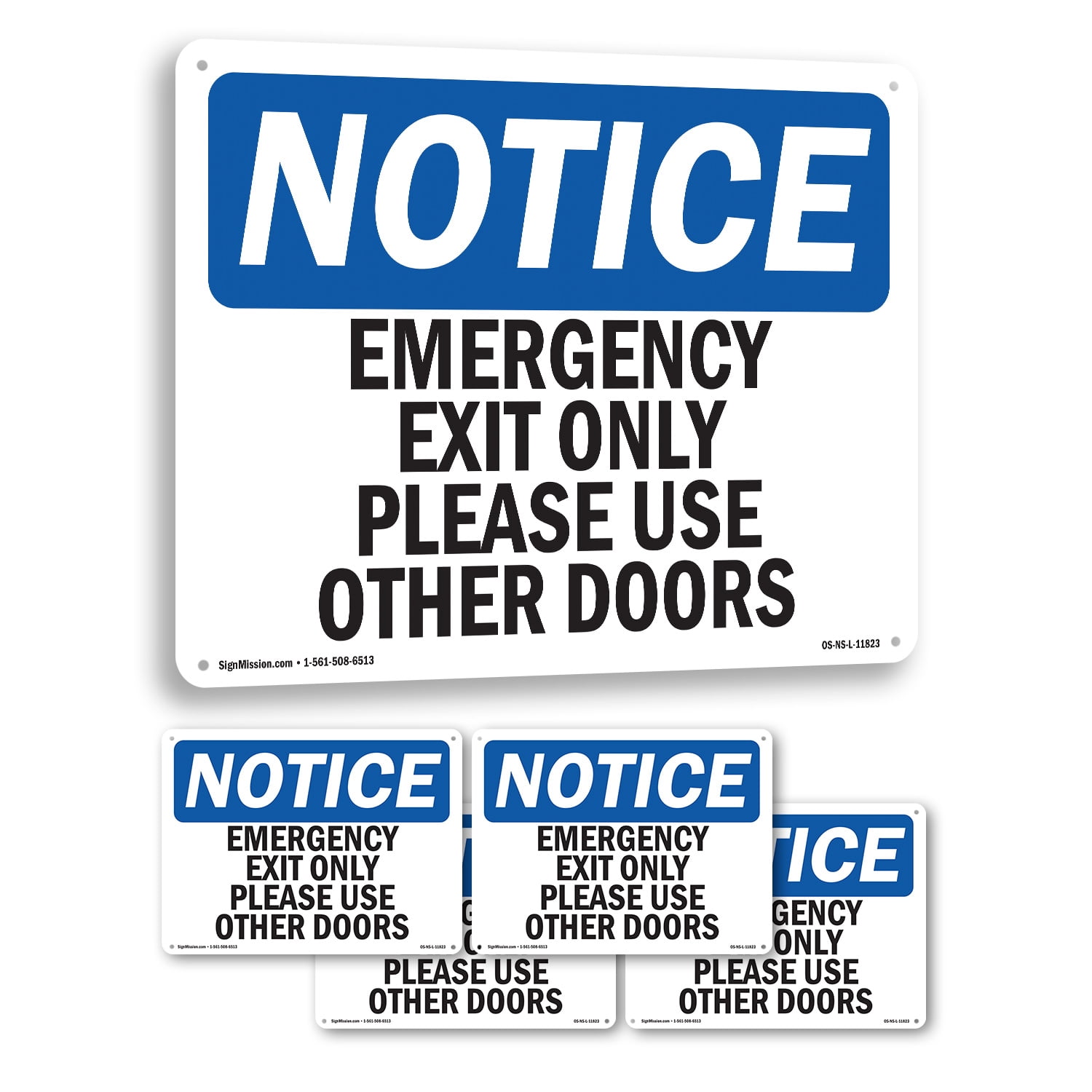 Emergency Exit Only Please Use Other Doors OSHA Notice Rigid Plastic ...