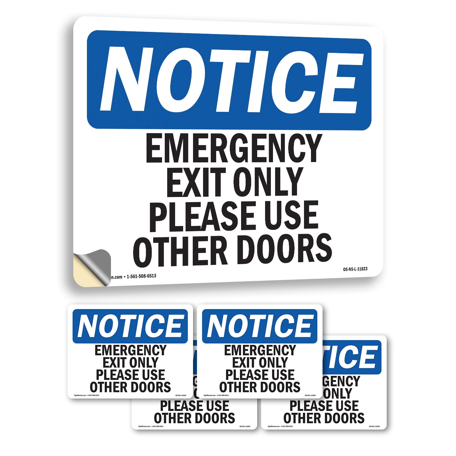 Emergency Exit Only Please Use Other Doors OSHA Notice Vinyl Decal ...
