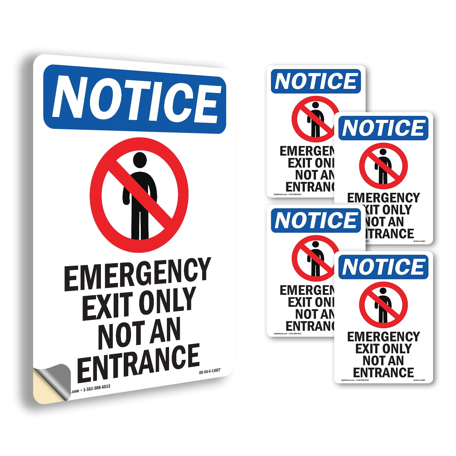 Emergency Exit Only With Symbol OSHA Notice Vinyl Decal Label 18 Inch x ...