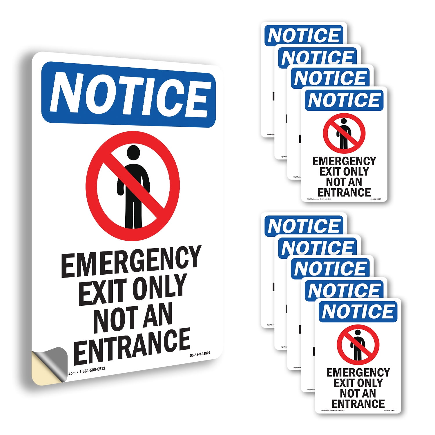 Emergency Exit Only With Symbol OSHA Notice Vinyl Decal Label 7 Inch x ...