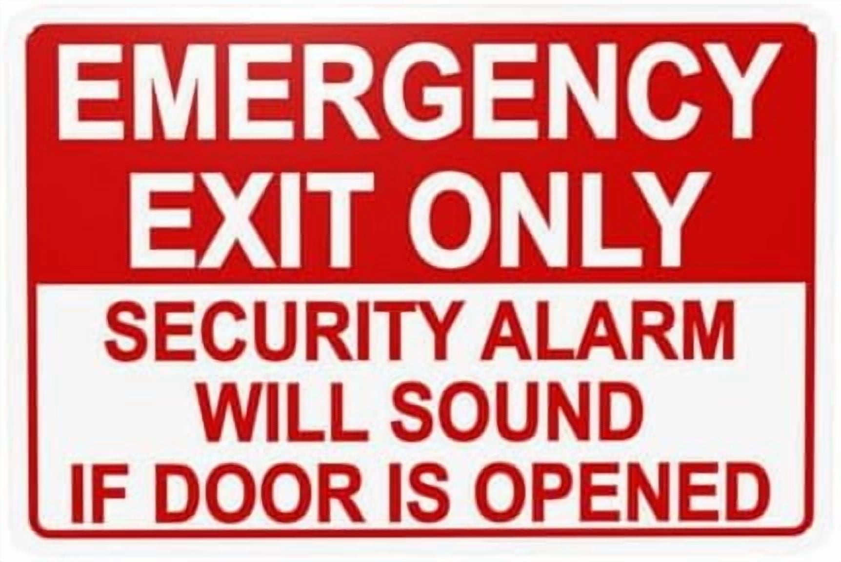 Emergency Exit Only Security Alarm Will Sound Warning Sign, Exit ...