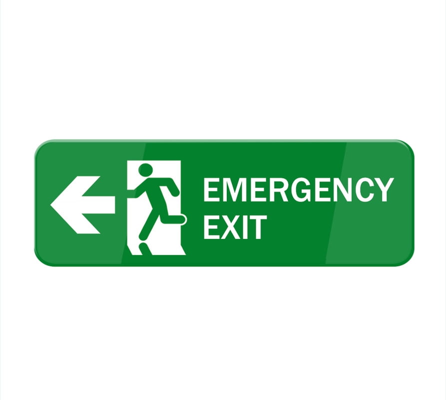Emergency Exit Sign, 10 X 3 Inch Acrylic Plastic Sign With Symbols ...