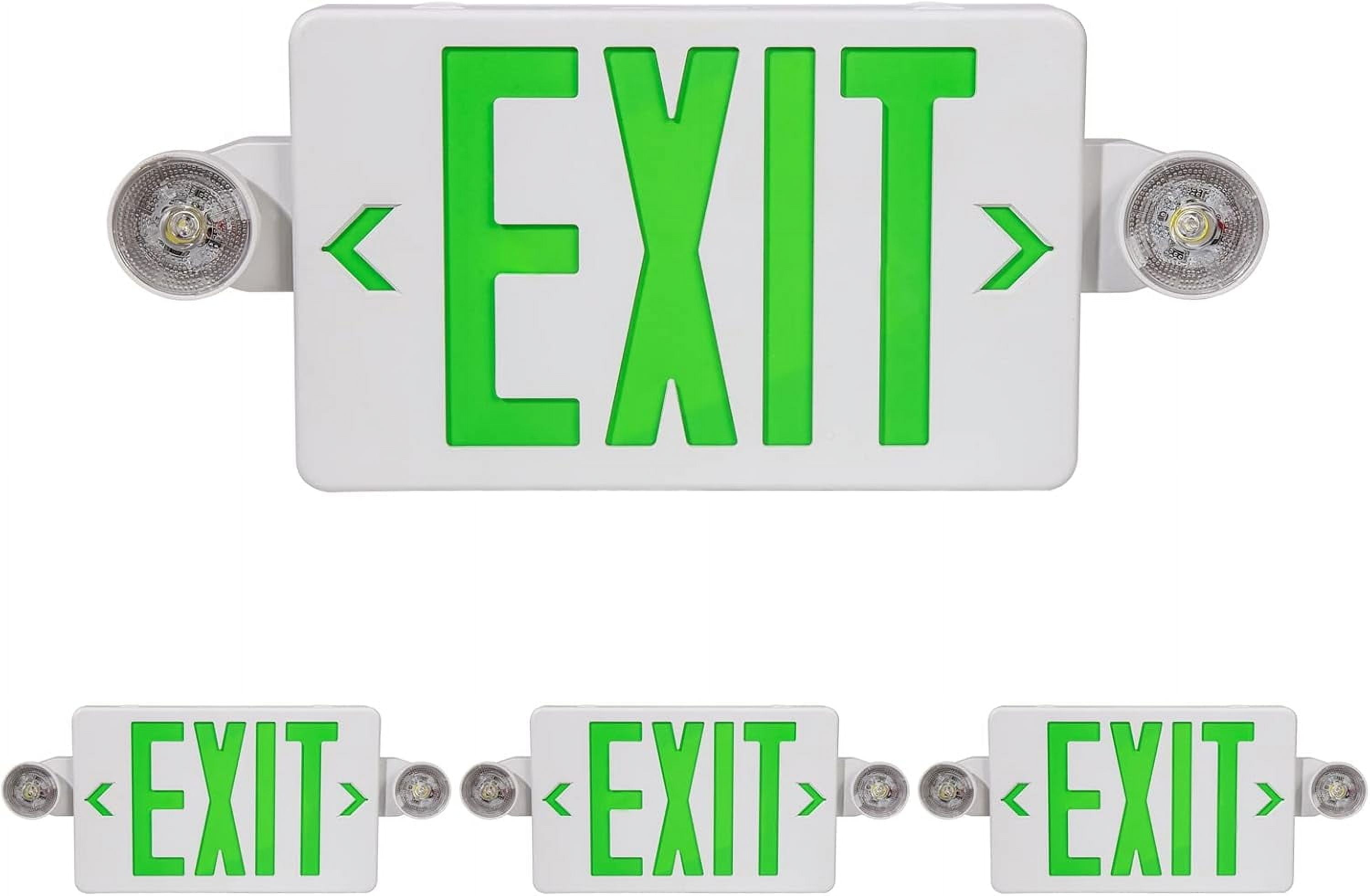 Emergency Exit Sign with Lights, Green LED Exit Light with Battery ...