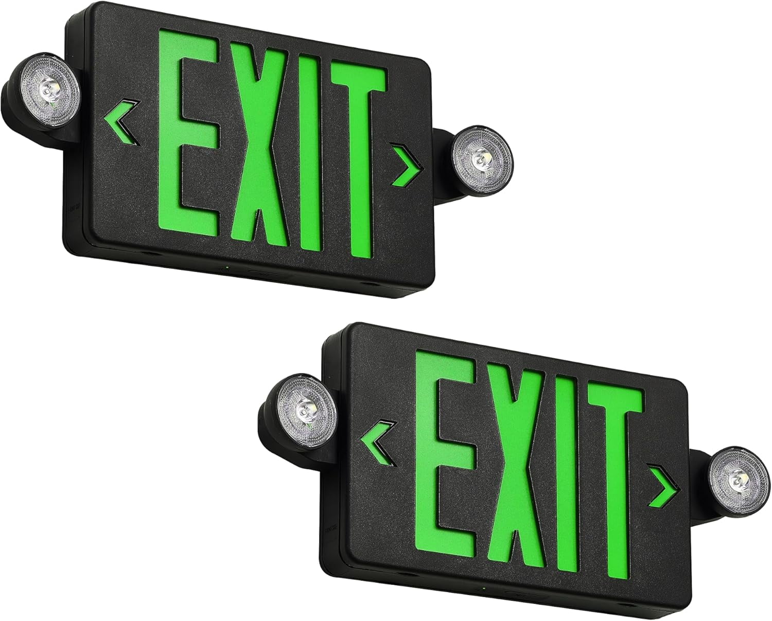 Emergency Exit Sign with Green LED Lights, Black Housing, Battery ...
