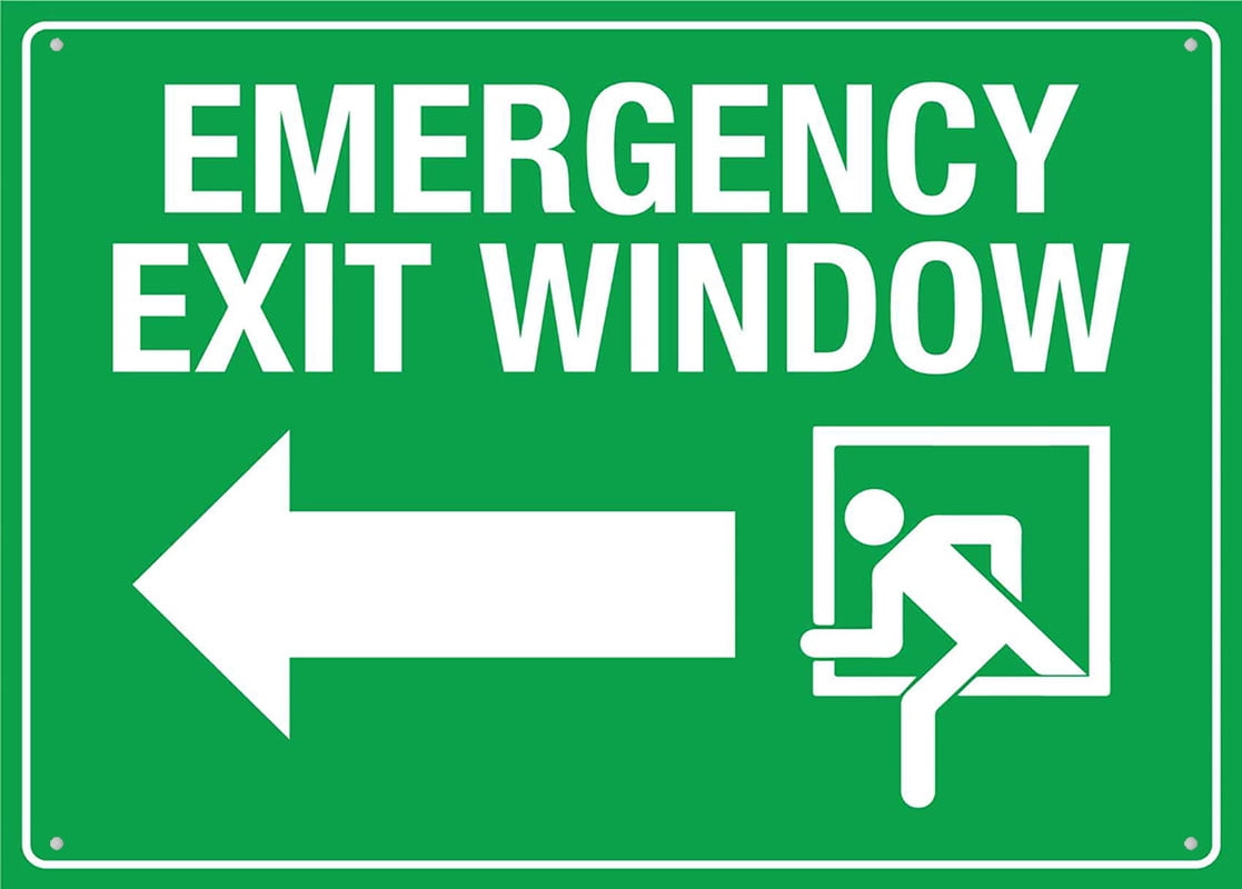 Emergency Exit Window Left Arrow Sign For Business 8"X12" Rust Free ...