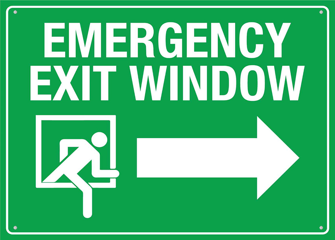 Emergency Exit Window Right Arrow Sign 8 X 12 Inches Rust Free ...