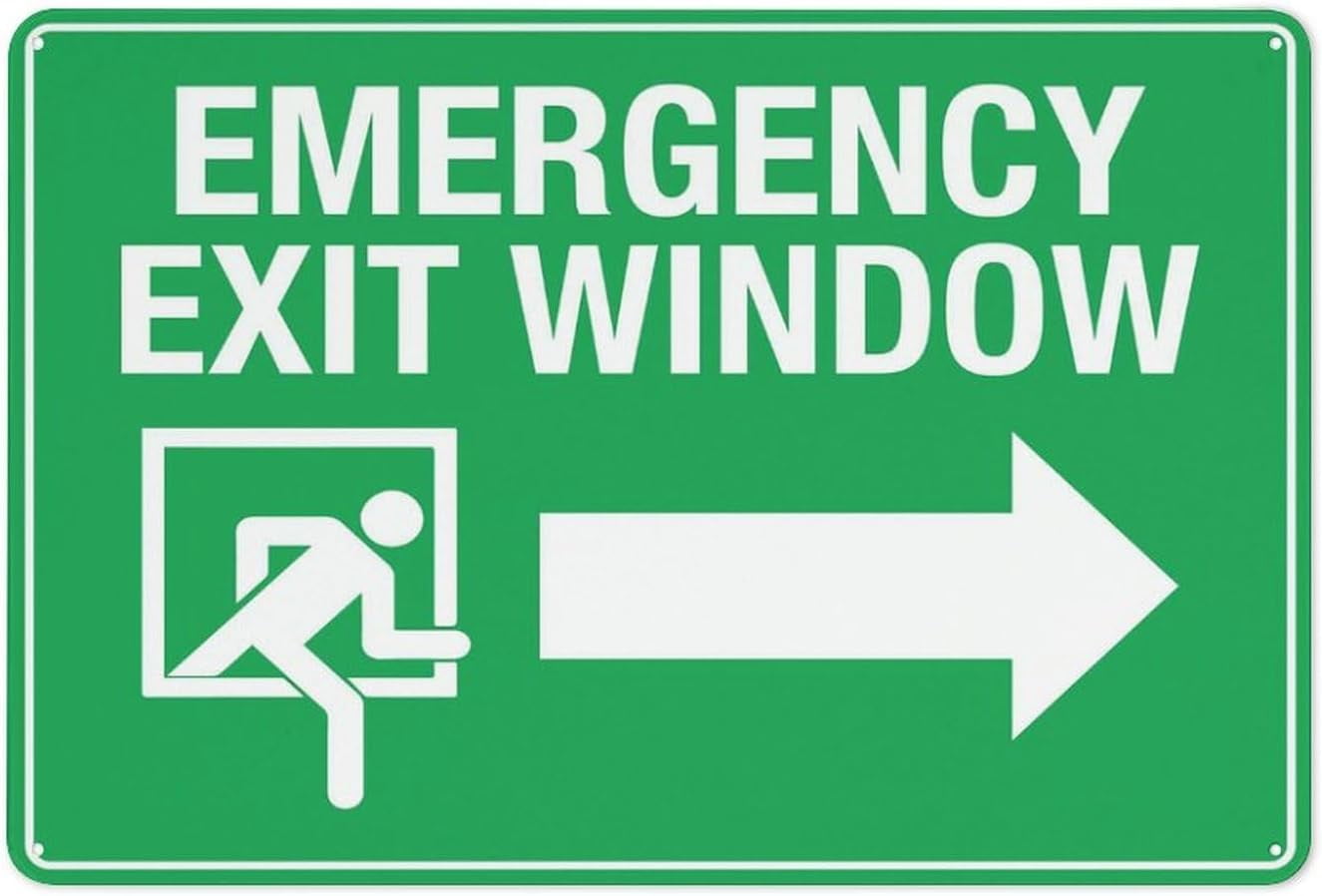 Emergency Exit Window Right Arrow Sign Outdoor Uv Printed Rust Free ...