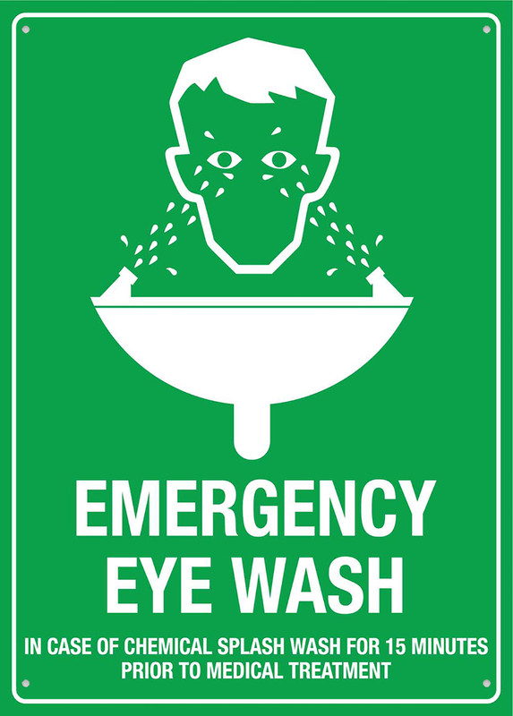 Emergency Eye Wash In Case Of Chemical Splash Sign Signs Outdoor, Uv ...