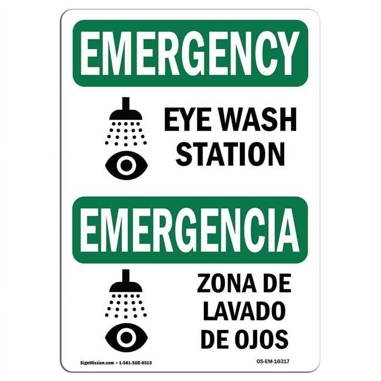 Emergency Eye Wash Station Bilingual OSHA Decal Sign - Walmart.com