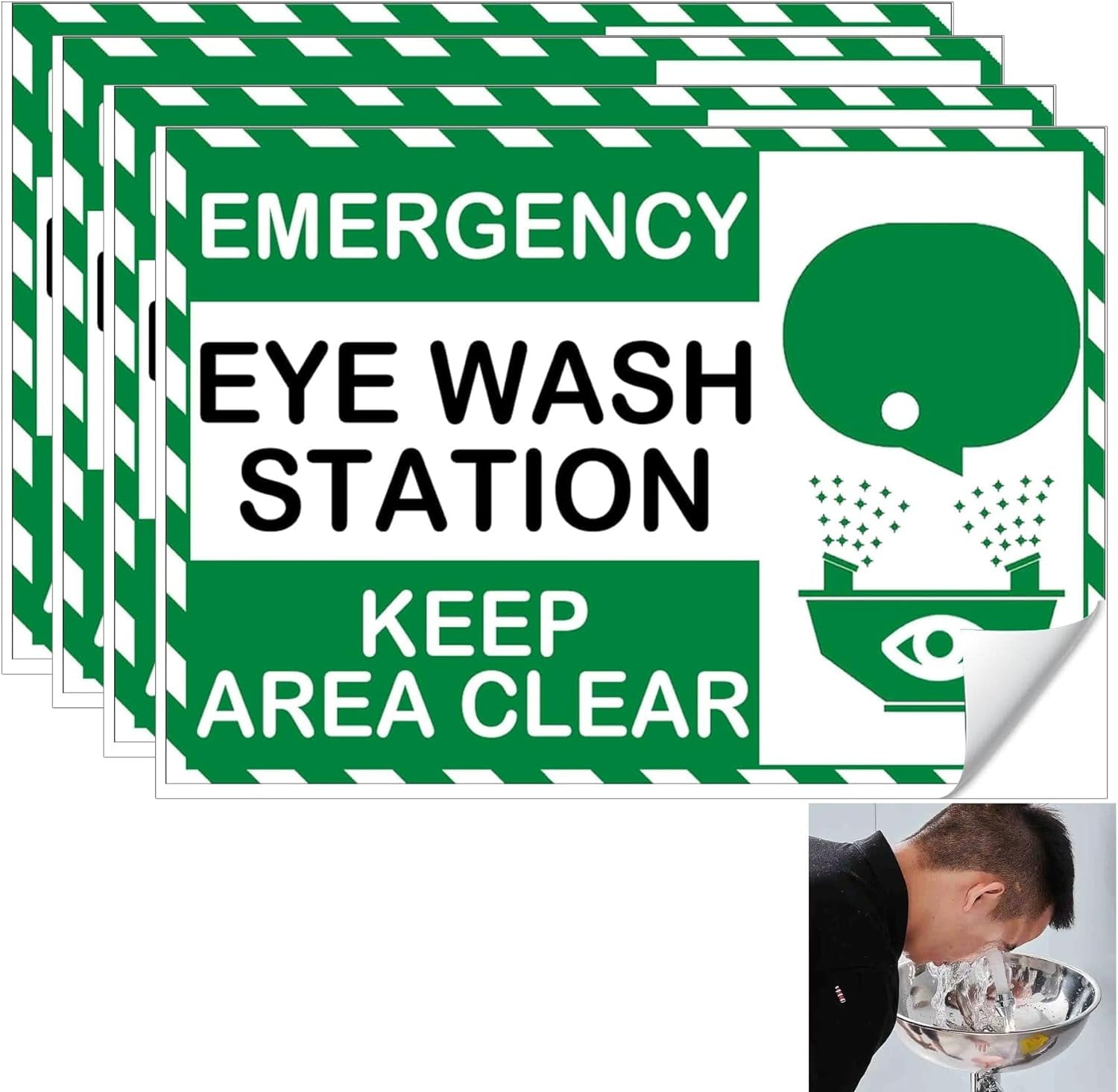 Emergency Eye Wash Station Sign Emergency Eyewash Station Sticker ...