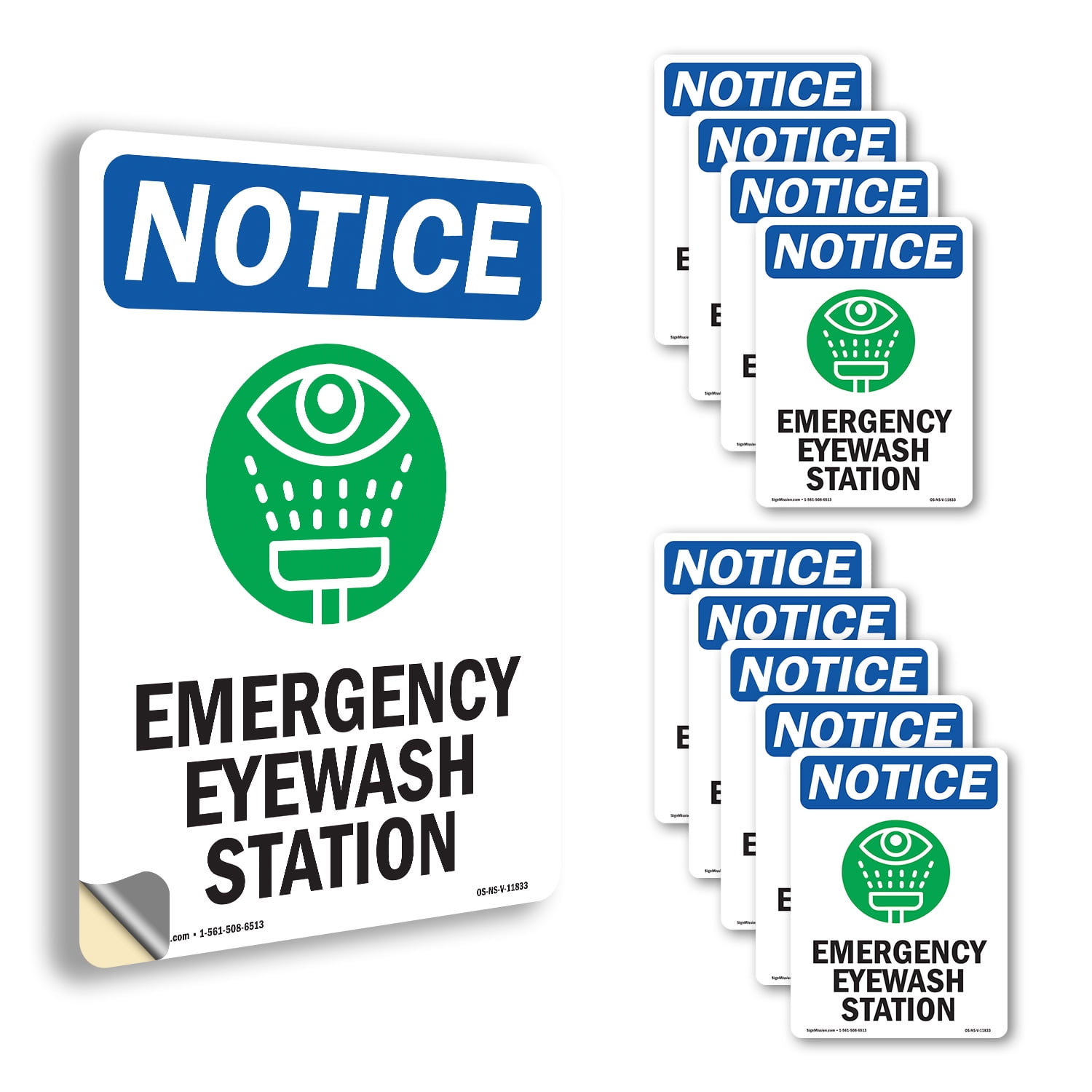 Emergency Eyewash Station With Symbol OSHA Notice Vinyl Decal Label 18 ...