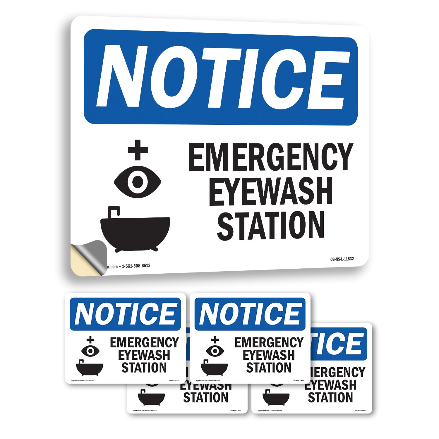 Emergency Eyewash Station With Symbol OSHA Notice Vinyl Decal Label 24 ...